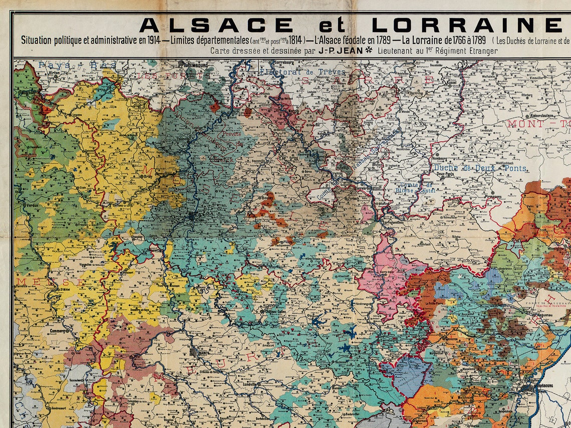 Vintage Map of Alsace-lorraine France Old Alsace Lorraine - Etsy