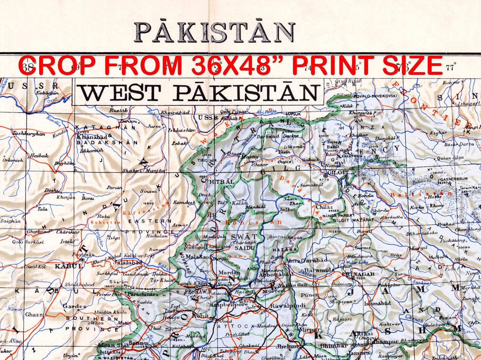 Vintage Pakistan Map Print: Detailed Cartography Art - Etsy