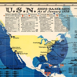Vintage Map of the Oceans Around the Globe With the Deployments of the ...