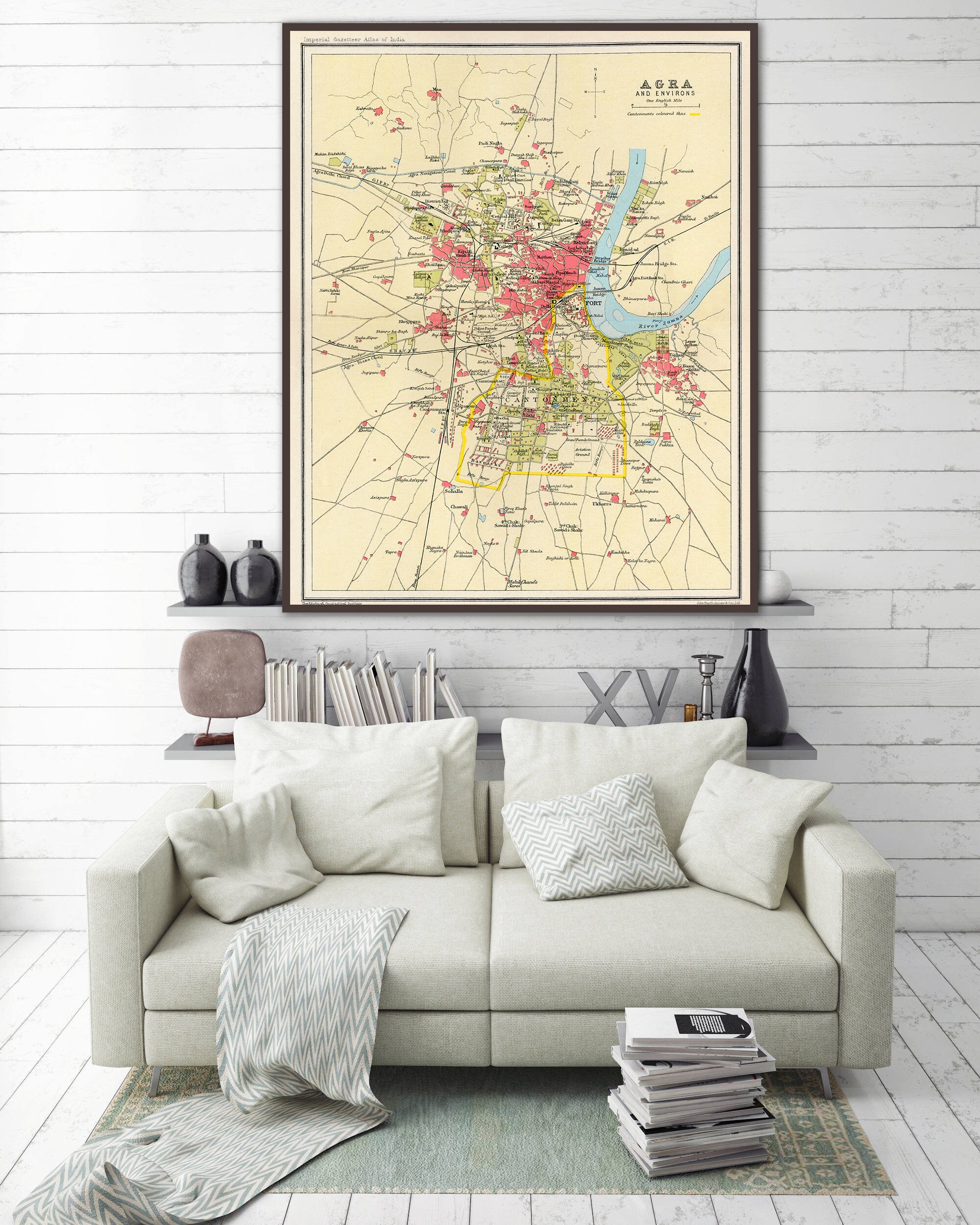Giclée Prints Agra Map Print Kansas Map Art Vintage Gift Map Agra City ...