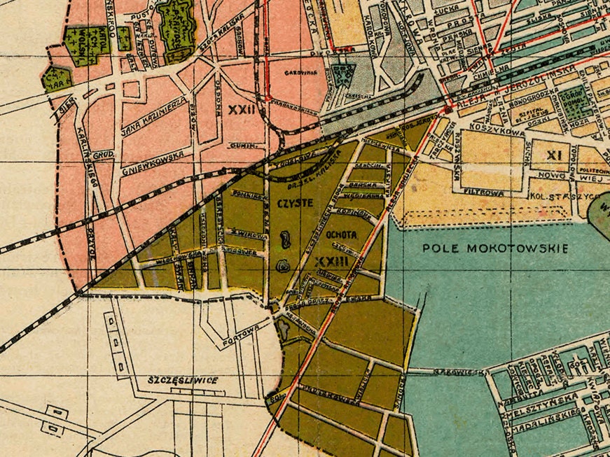 Vinatage Map of Warsaw Old Warsaw Map Warszawa Poland - Etsy