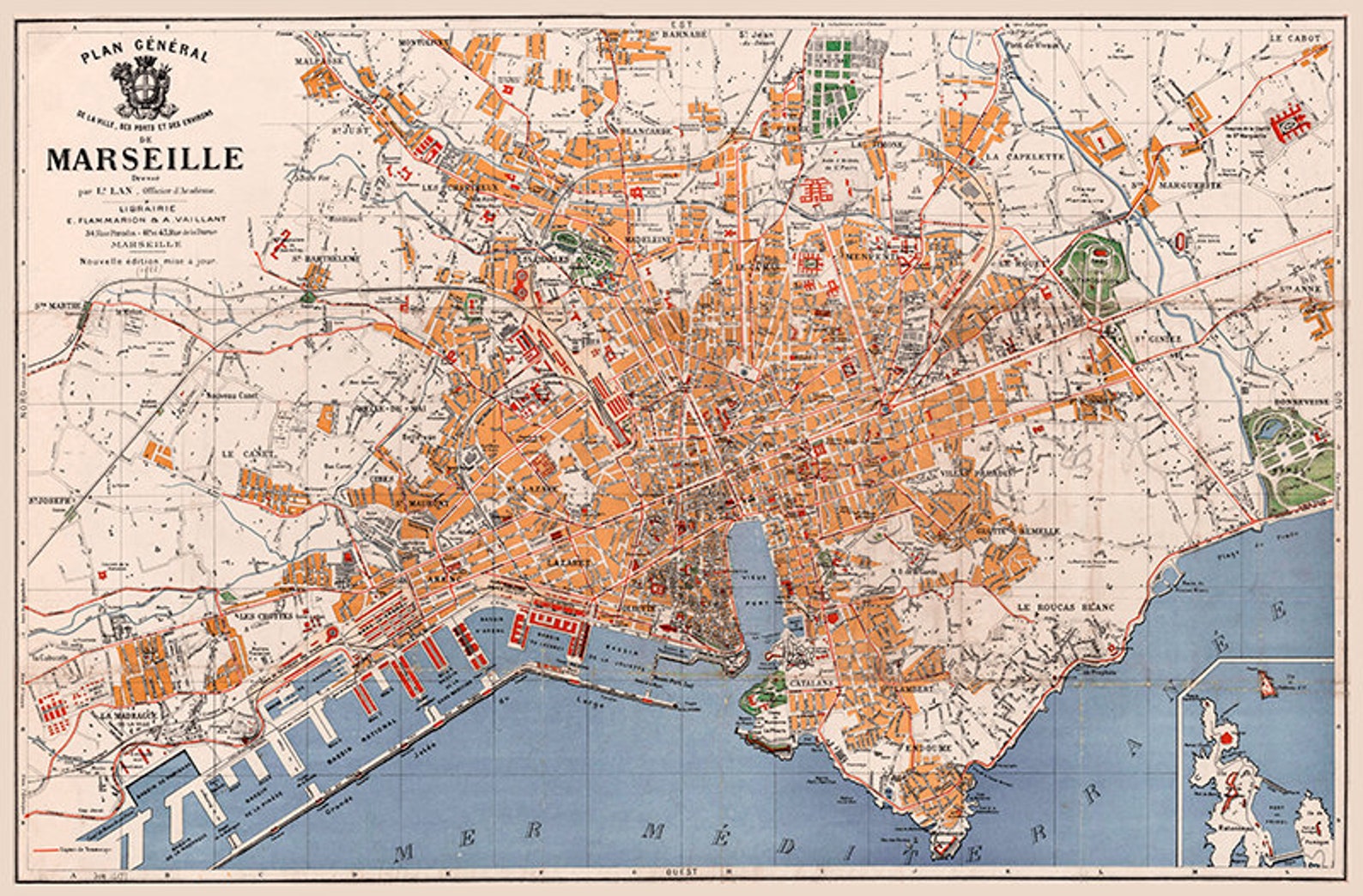 Vintage map of Marseille old Marseille map Marseille print | Etsy