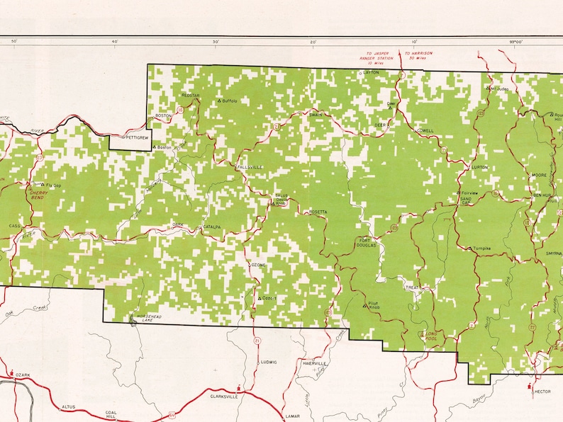 Vintage Map of Ozark National Forest Arkansas the Ozarks - Etsy
