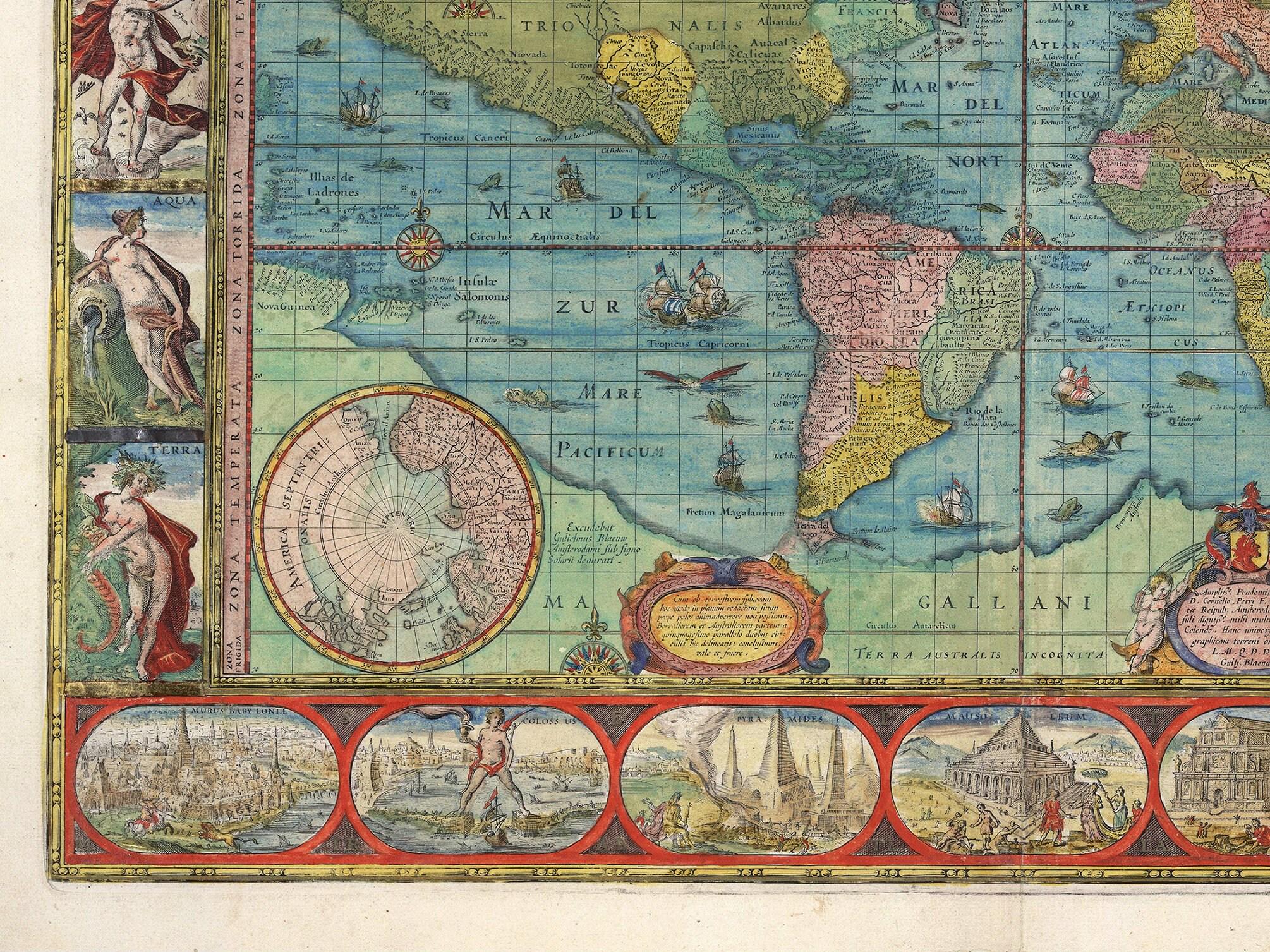 Willem Blaeu World Map Print: 1649 Nova Totius Terrarum - Etsy UK