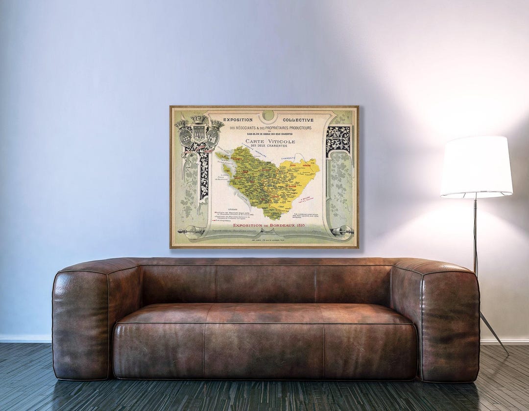 Vintage French Vineyard Map Print: Charente Wine Region Art - Etsy