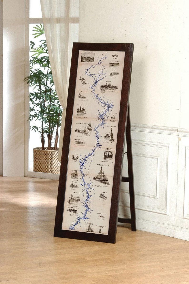 Vintage Volga River Illustrated Map, Volga Poster Print - the National ...