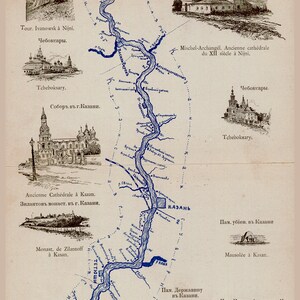 Vintage Volga River Illustrated Map, Volga Poster Print - the National ...