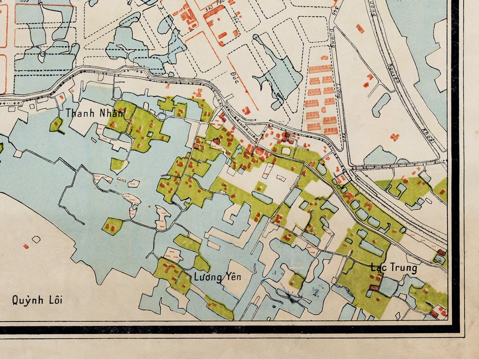 Vintage Map of Hanoi Hanoi City Map Hanoi Print Vietnam - Etsy Australia