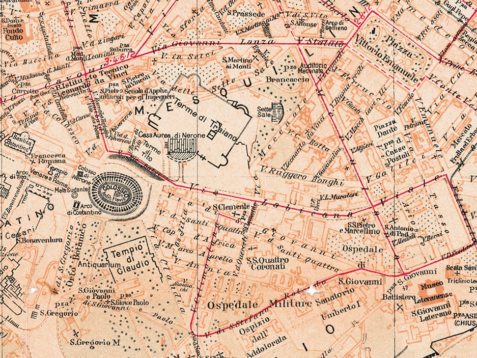 Vintage Map of Rome Transportation Map of Rome Italy Old - Etsy