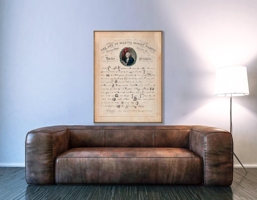 Benjamin Franklin Rebus Print: Vintage Financial Advice Poster - Etsy
