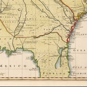 Historic Georgia Map, Antique Map of Georgia, Old Georgia Wall Map ...