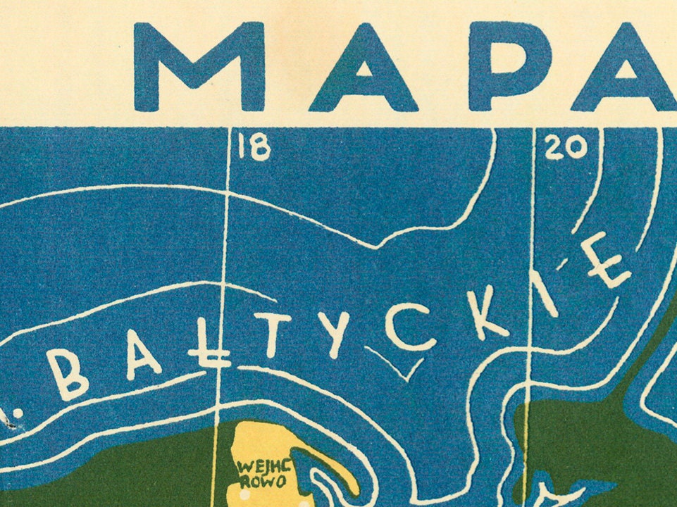 Poland poster map vintage map of Poland old Poland map | Etsy