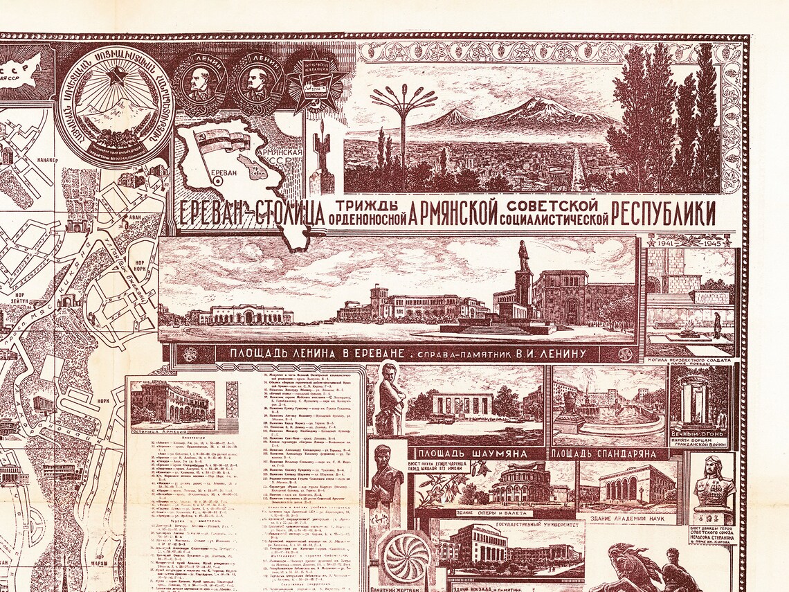 Vintage Map and City Guide to Yerevan the Armenian Capital - Etsy