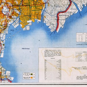 Vintage Map of Tokyo, Old Tokyo Print, Large Tokyo Wall Art, Japanese ...