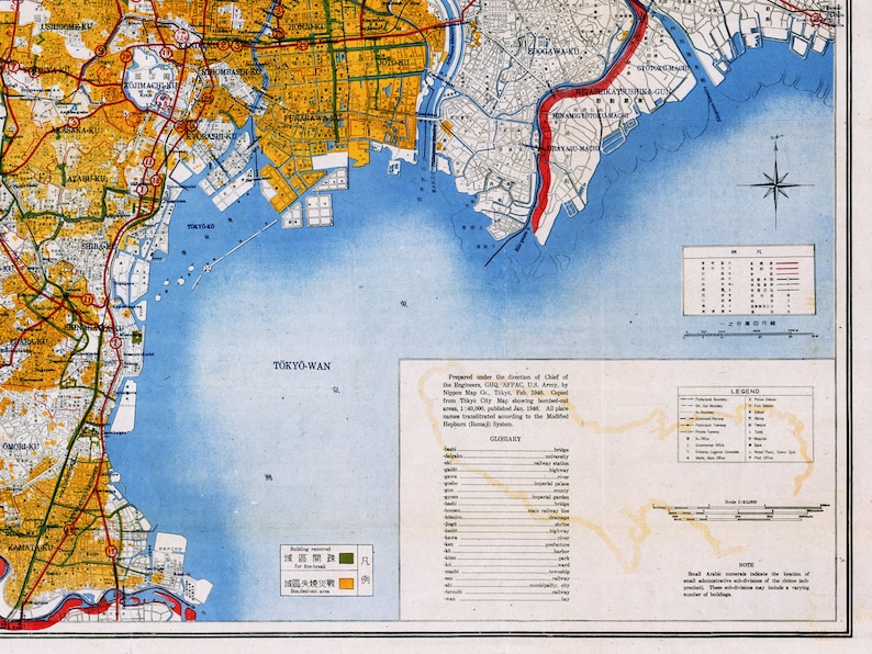 Vintage Map of Tokyo Old Tokyo Print Large Tokyo Wall Art - Etsy