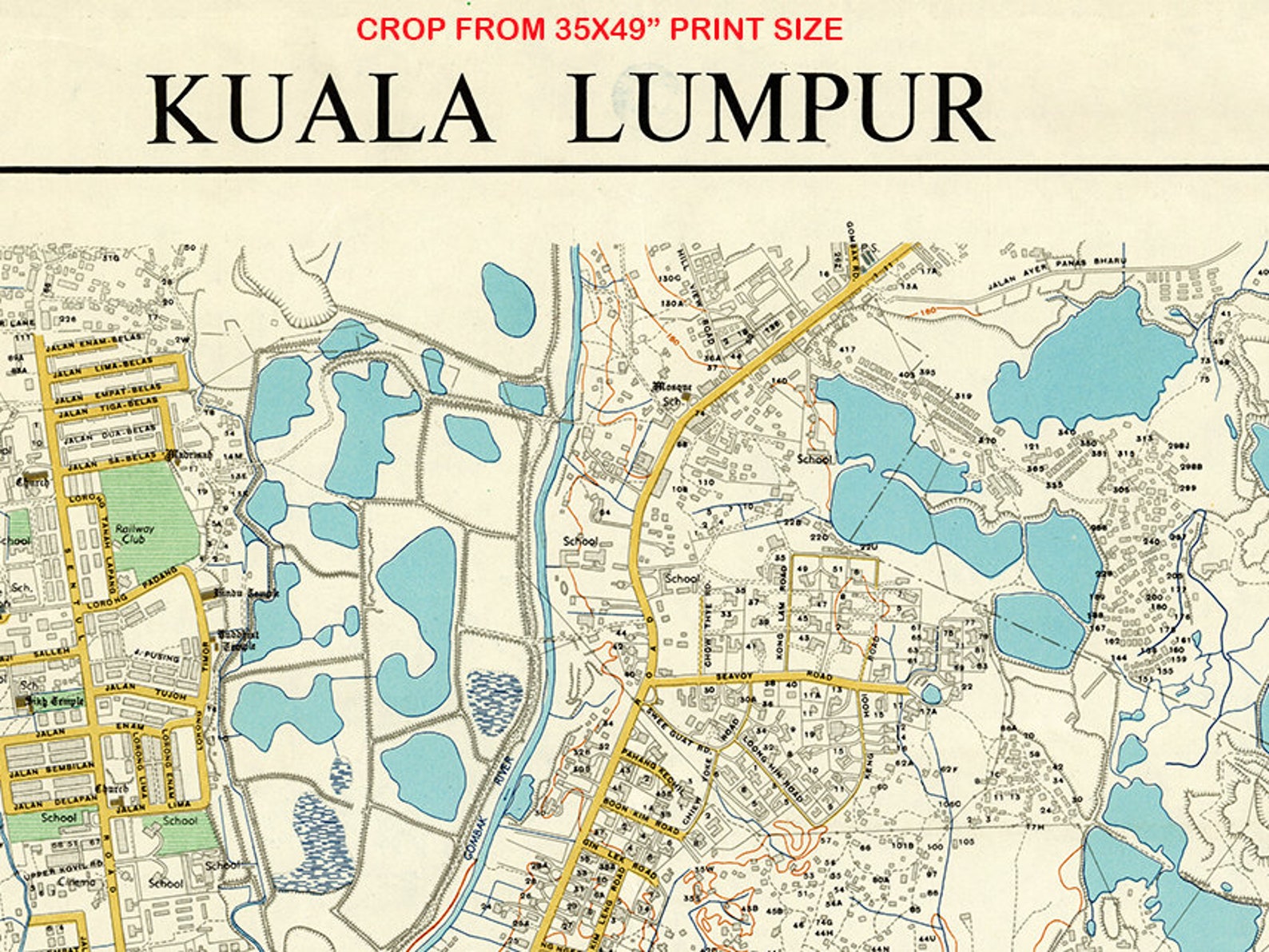 Vinatge Map of Kuala Lumpu Old Kuala Lumpur Map Kuala Lumpur - Etsy