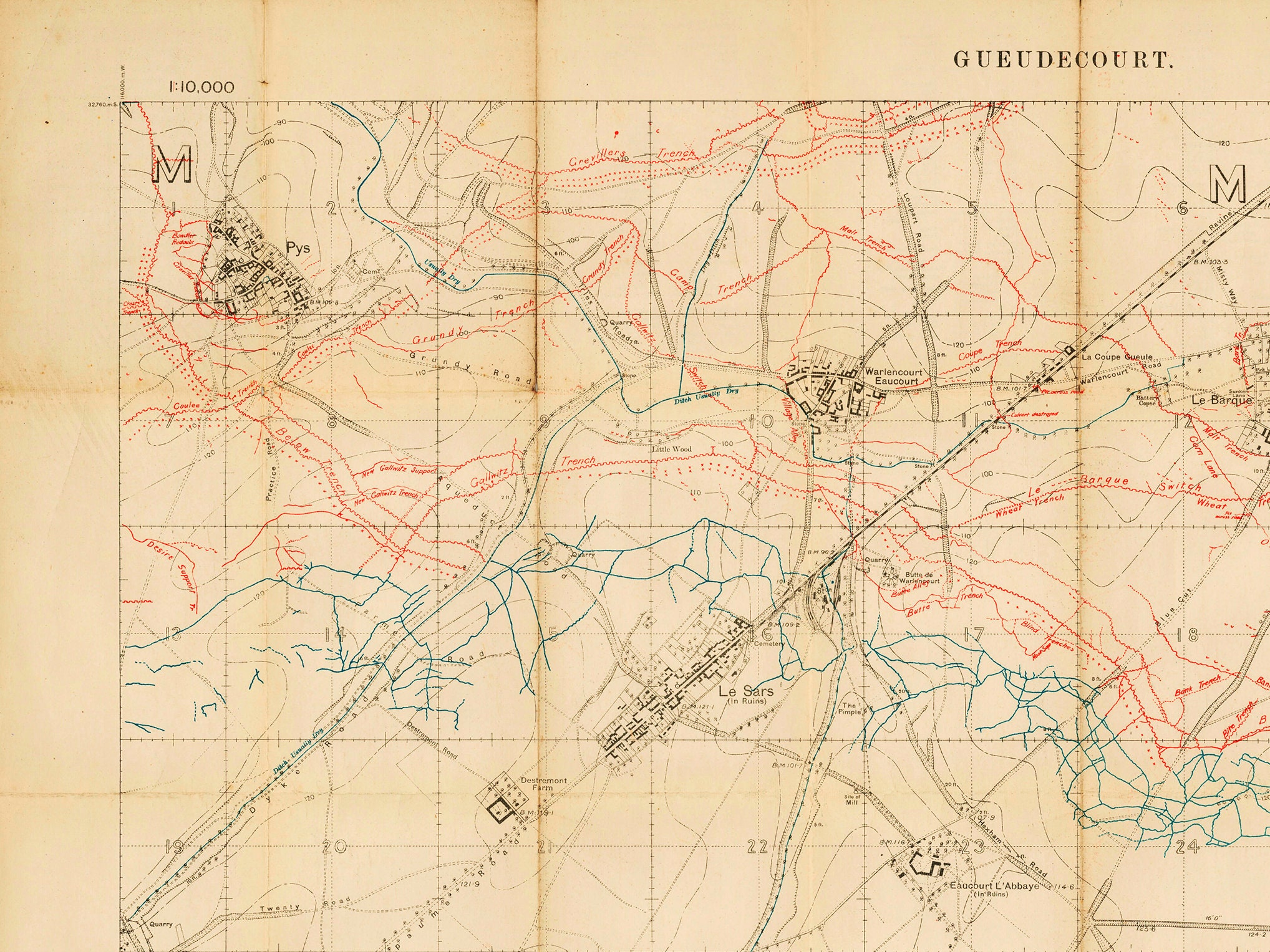 WW1 British Trench Map World War I Map WW1 Map Military - Etsy