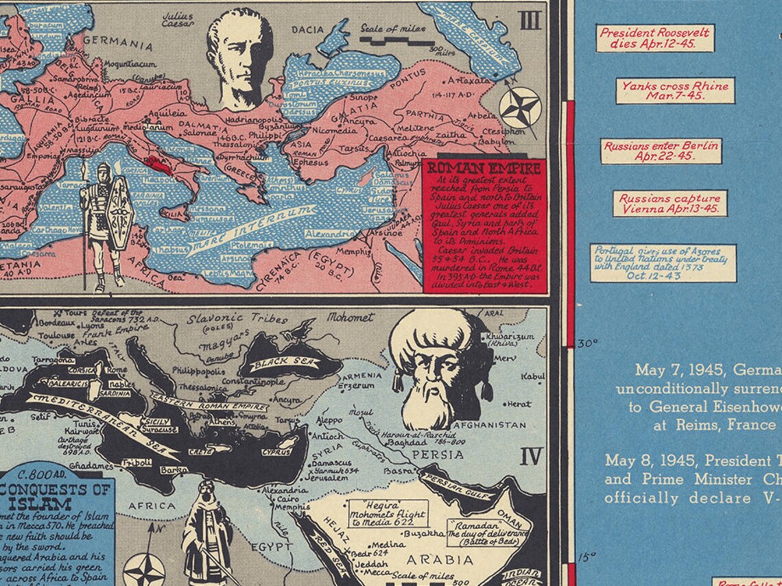 World War 2 events dated events map of world conquests Axis | Etsy