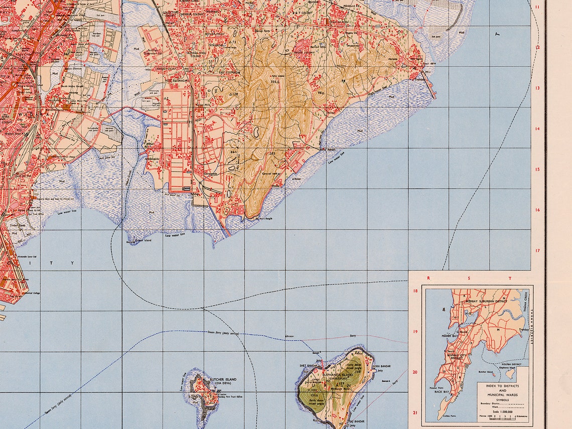 Vintage Map of Mumbai Old Mumbai City Mumbai Wall Art - Etsy