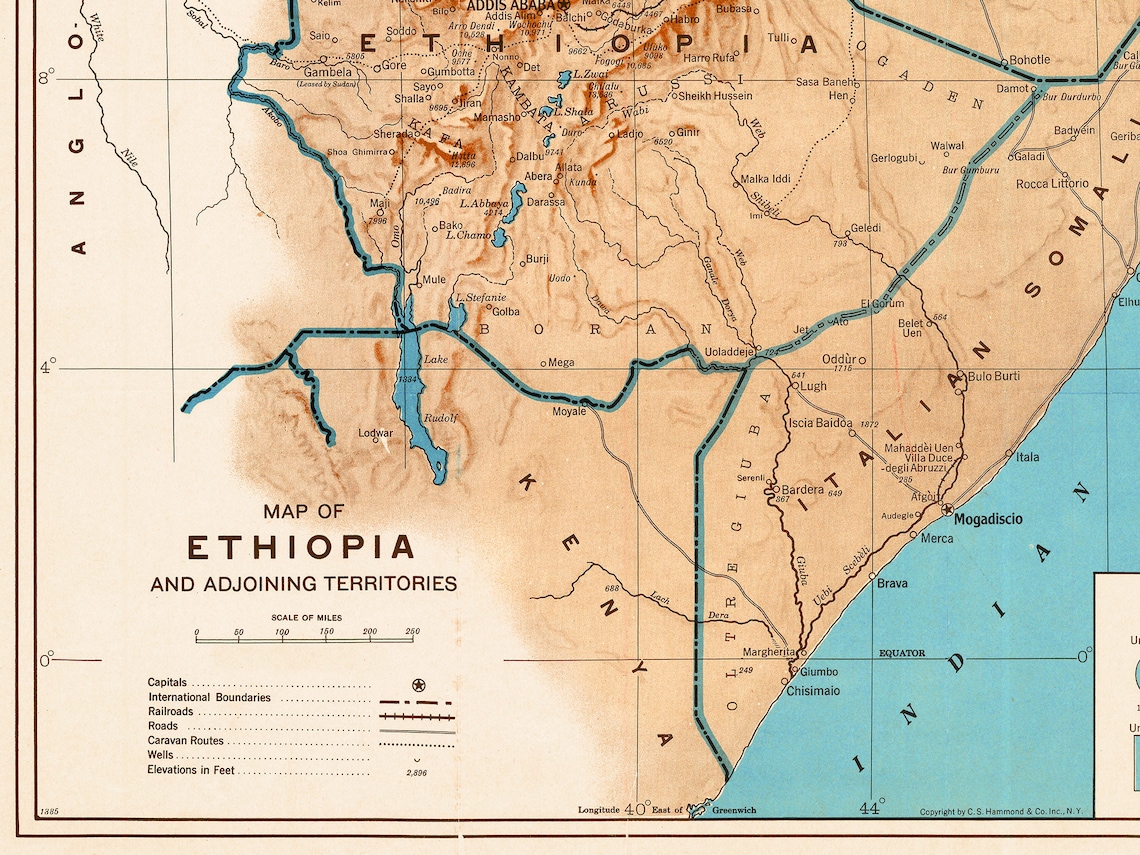 Vintage Map of Ethiopia Large Ethiopia Print Ethiopia Wall - Etsy