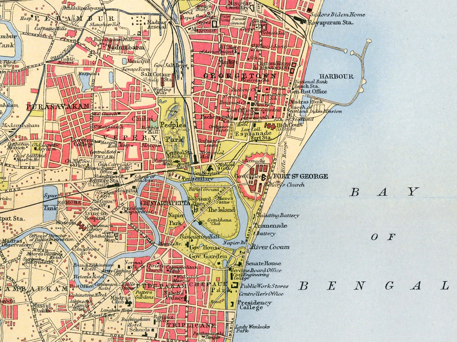 Vintage Map of Madras Chennai Madras India Madras Print | Etsy