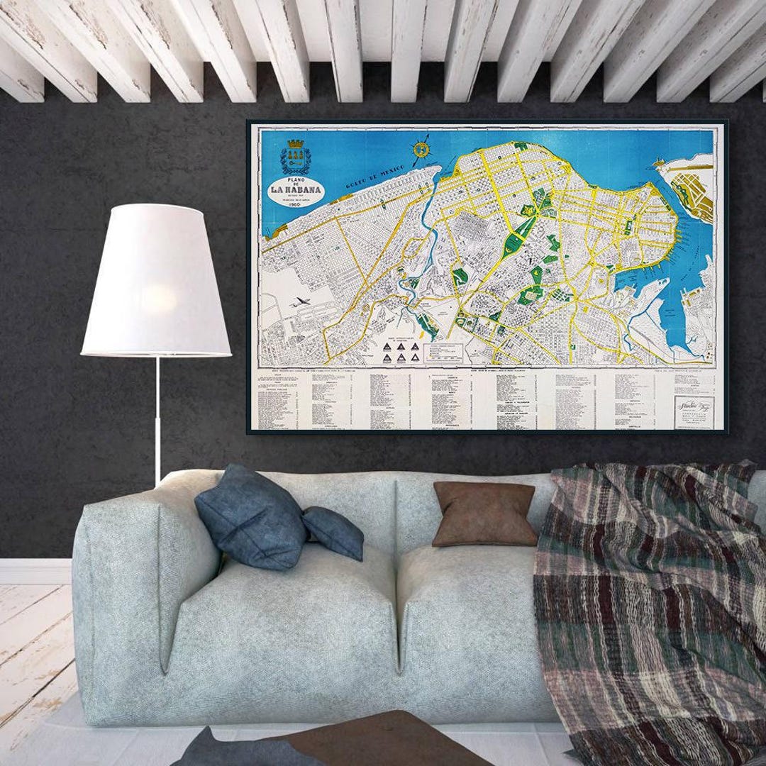 Vintage Havana Map Print: 1960 Cuba Wall Art - Etsy