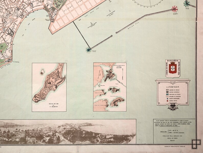 Vintage Map of Macau Old Macau Print Portuguese Macau Macau - Etsy