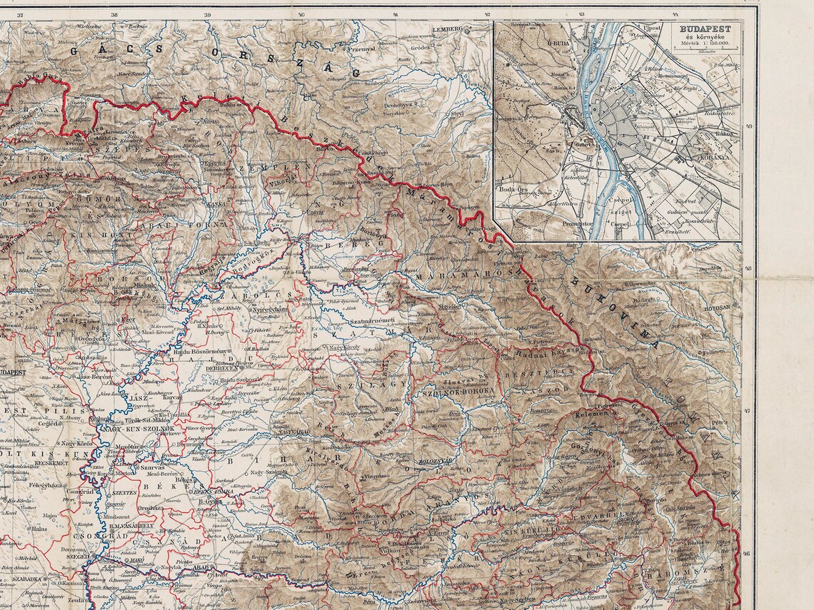 Vintage Map of Hungary Old Hungary Map Hungary Poster Map - Etsy