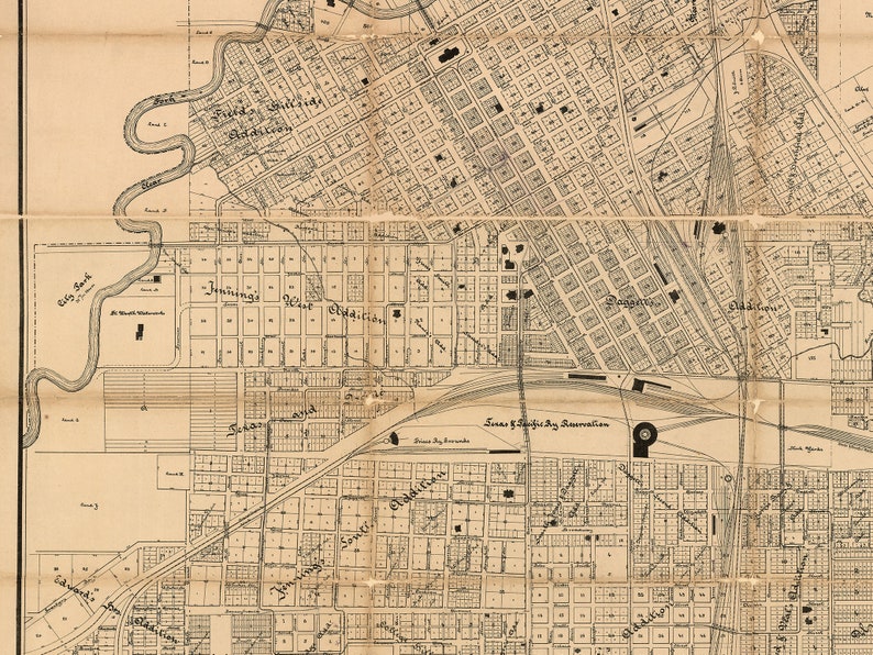 Vintage Map of Fort Worth TX Fort Worth Wall Art Historic - Etsy