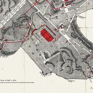 Vintage Map of Rome Showing Ancient Monuments, Antique Rome Print, Rome ...