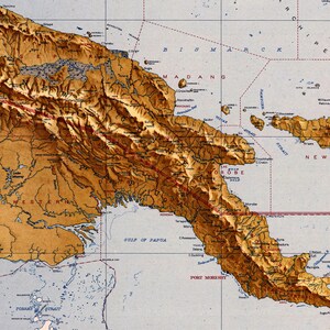 Vintage Map of Papua New Guinea, Large Papua New Guinea Wall Map ...