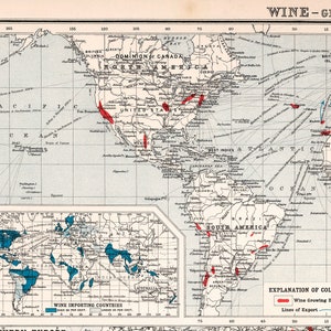 Wine Map of the World, Viticulture, Wine Art Print, Wine Poster Map ...