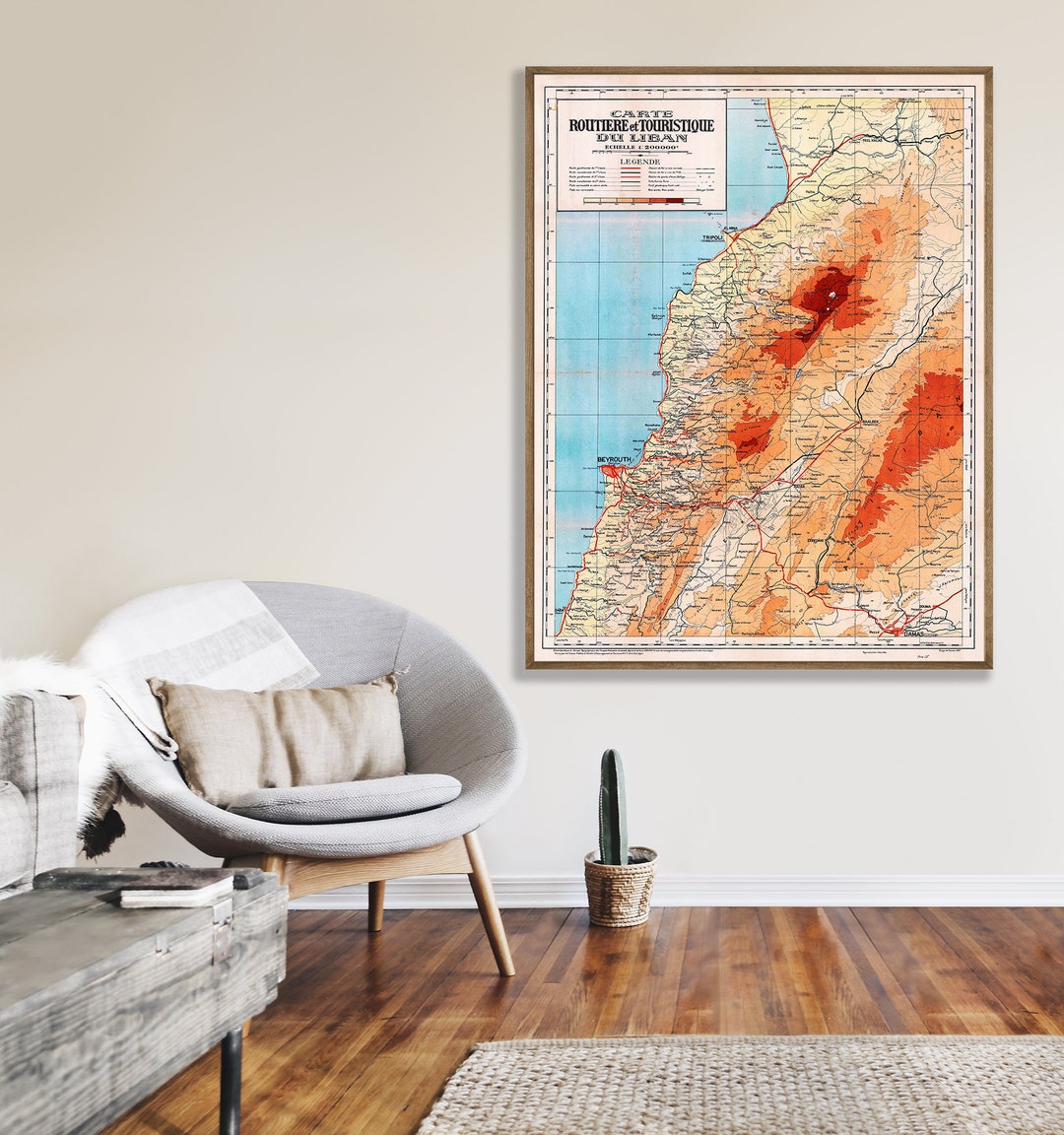 Old Lebanon Map, Vintage Road Map of Lebanon, Oversized Lebanon Wall ...