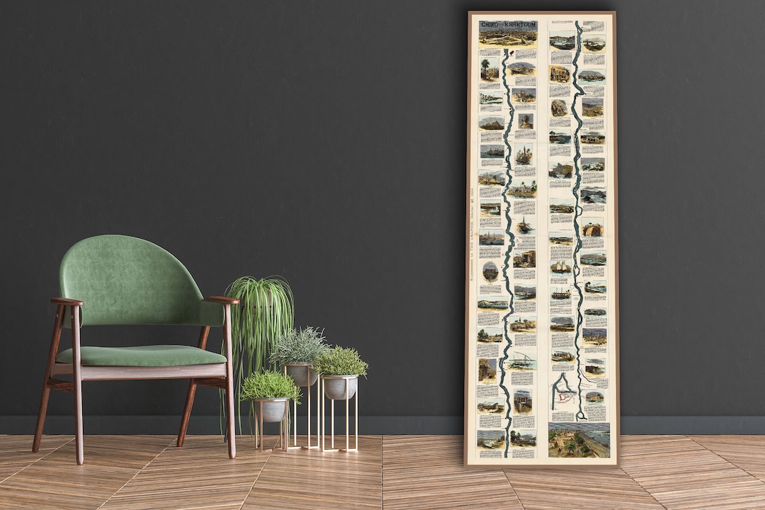 Map of Nile From Cairo to Khartoum, the Nile Wall Map, Nile Wall Art ...