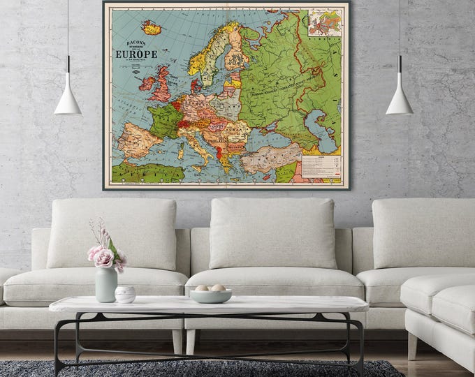 EUROPE Old Map of Europe 1928 Original Vintage Political Map of Europe ...