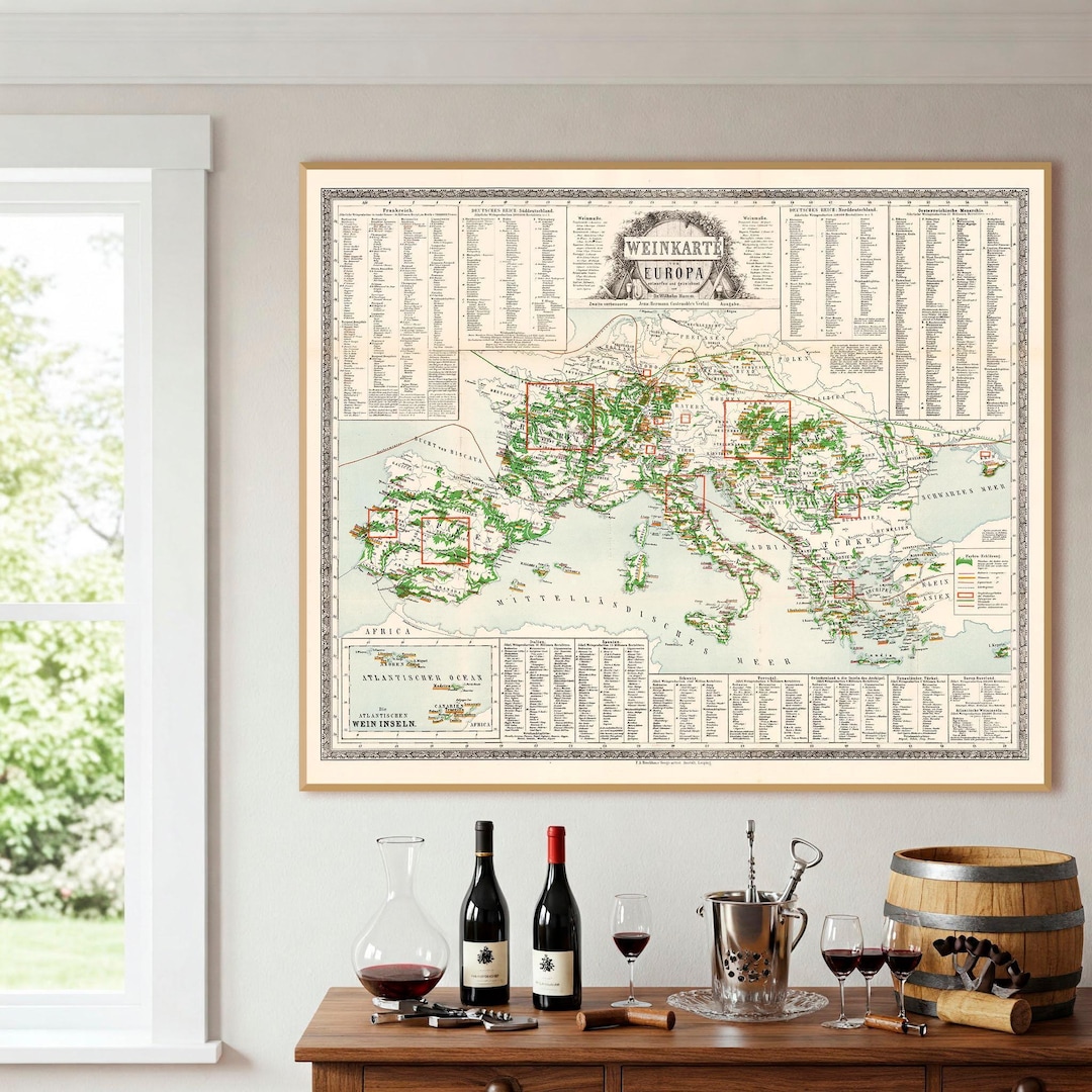 Vintage Europe Wine Map Print: 1871 Viticulture Terroir - Etsy