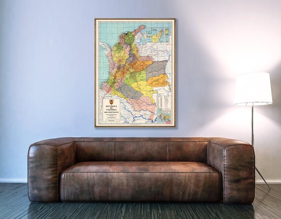 Colombia Wall Map Vintage Map of Colombia Old Colombia Map | Etsy