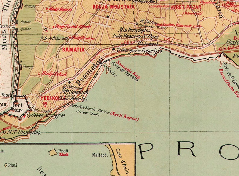 Old Istanbul Map Print Historical Istanbul Print Istanbul | Etsy