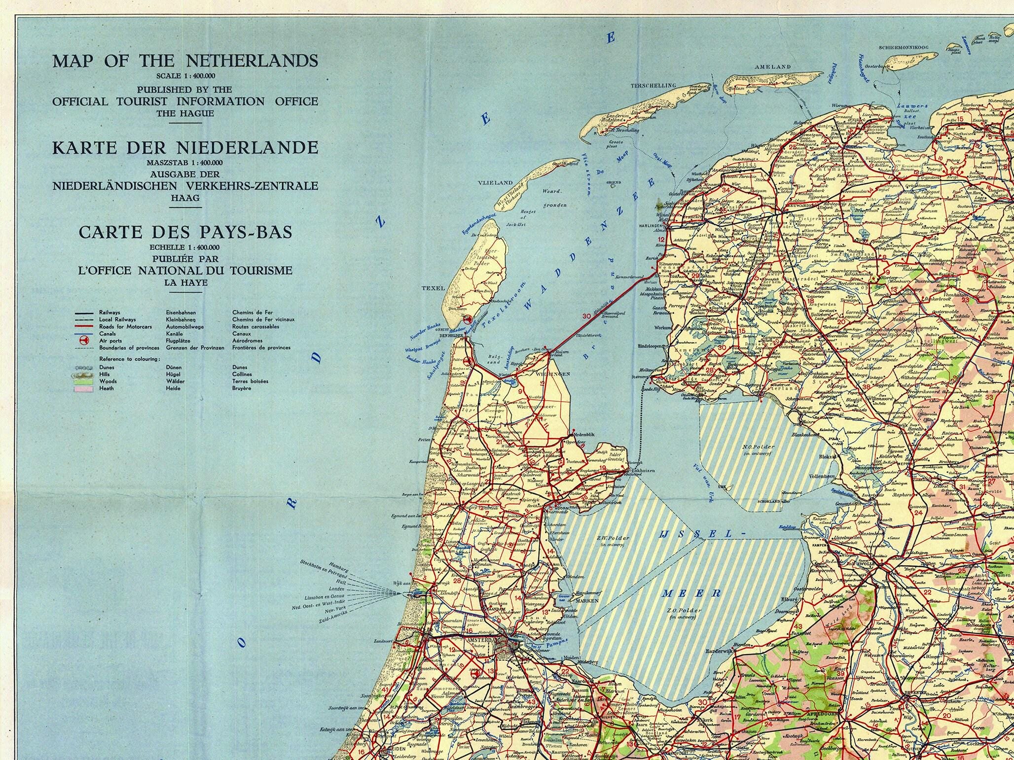 Map of the Netherlands = Karte Der Niederlande = Carte Des Pays-bas ...