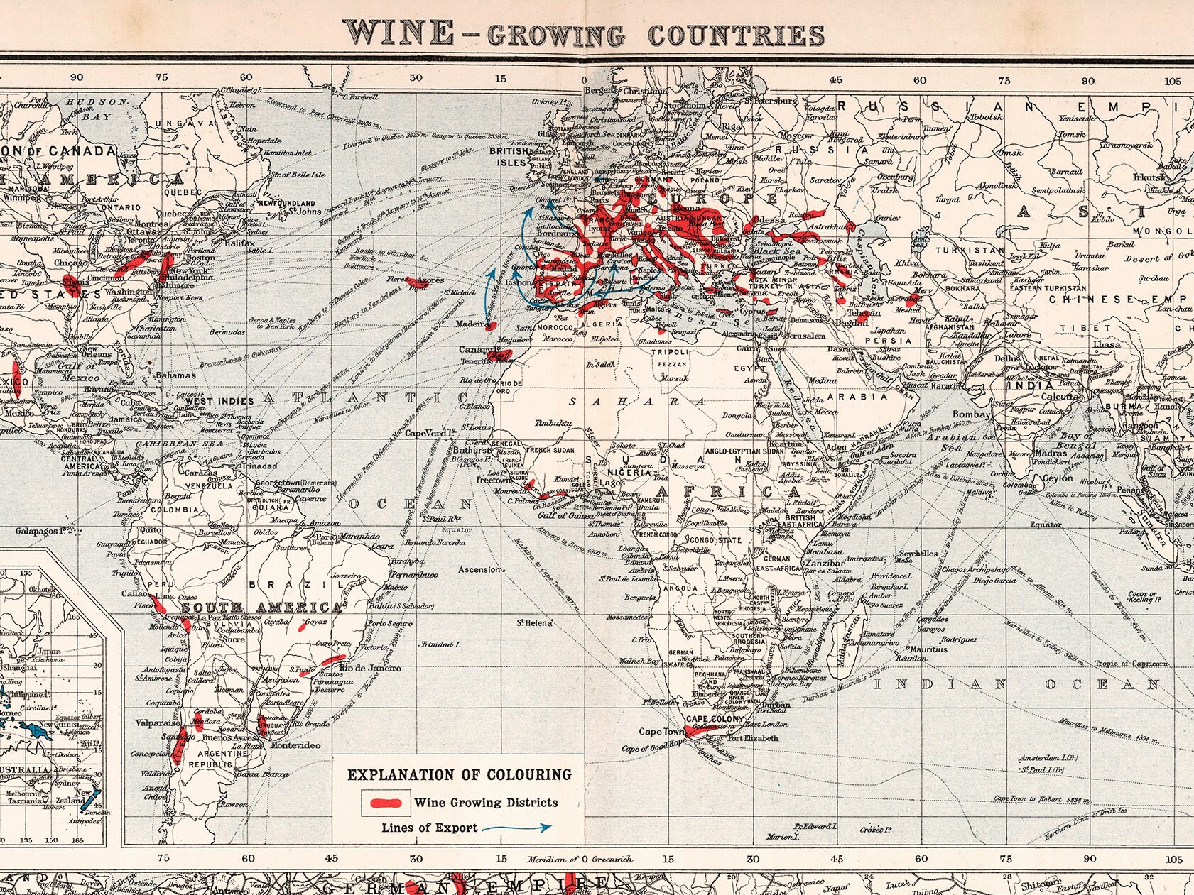 Wine Map of the World Viticulture Wine Art Print Wine - Etsy
