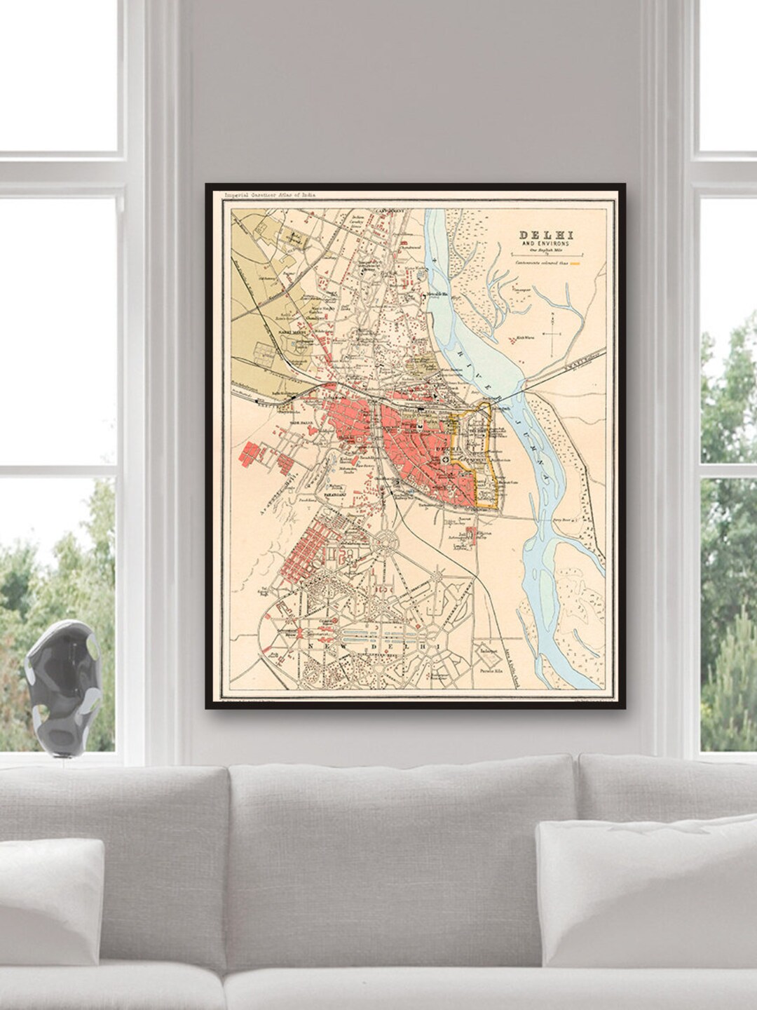 Historical Map of Delhi India, Old Delhi Print, Delhi Wall Art, India ...