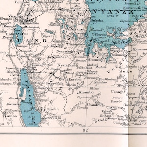Vintage Uganda Map, Large Uganda Print, Historic Uganda Cartographic ...