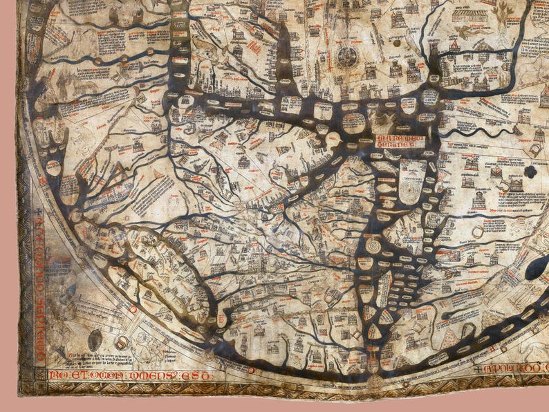 Hereford Mappa Mundi Print: Medieval World Map Art - Etsy