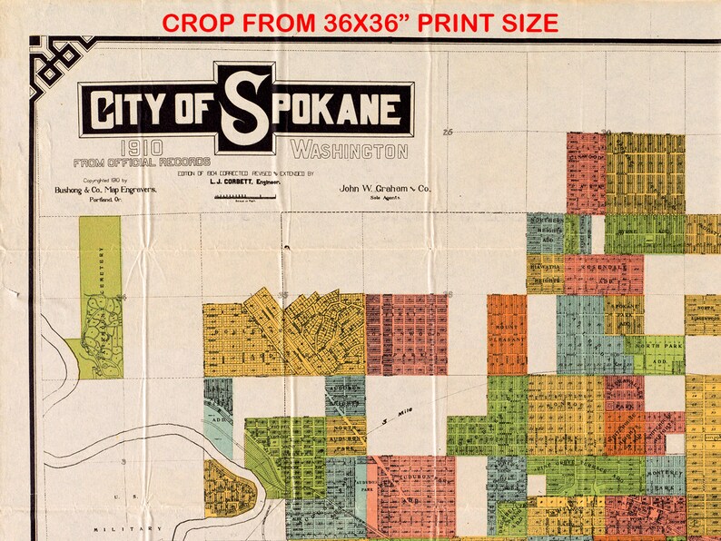 Old Spokane Map Vintage Map of Spokane Spokane Poster Map - Etsy