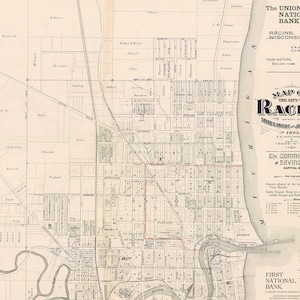 Historic Racine Wisconsin Map, Vintage Racine Wi Art Print ,inset Bird ...