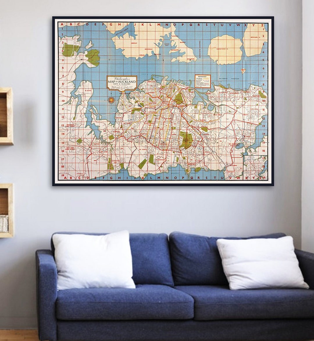 Vintage Map of Auckland, Old Auckland Print, Historic Auckland Wall Art ...