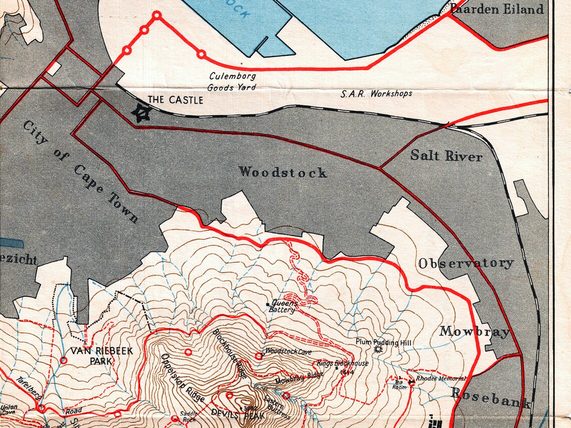 Vintage Map of Table Mountain Old Table Mountain Western - Etsy