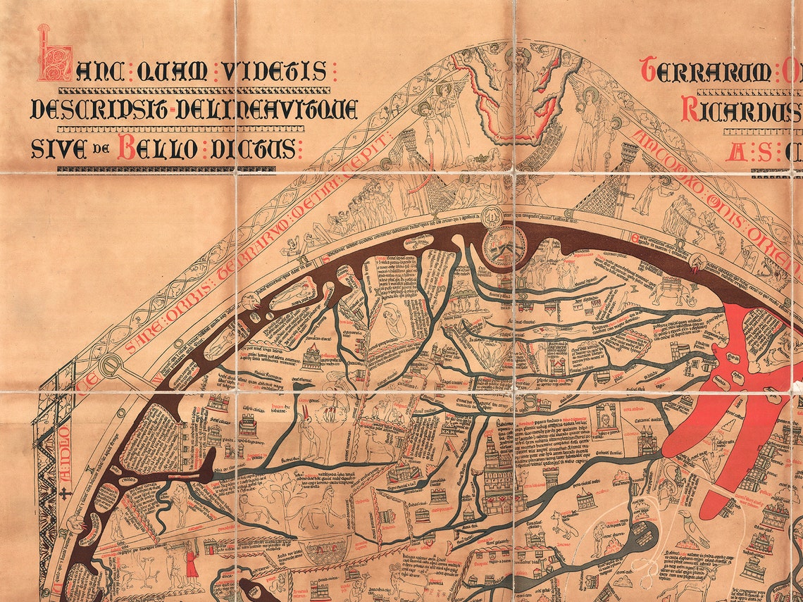 Hereford Mappa Mundi Famous Medieval World Map Depicts What - Etsy