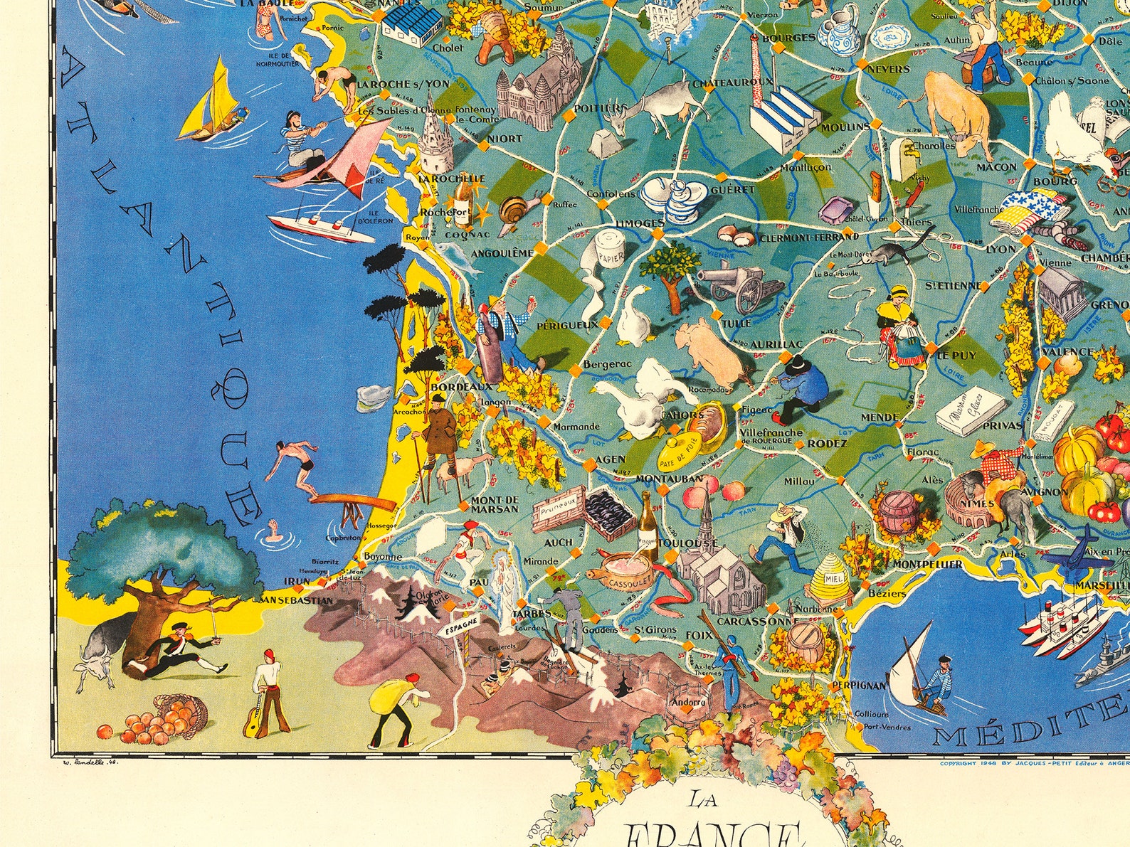 Gastronomic and Touristic Map of France, Highlighting the Charm's ...