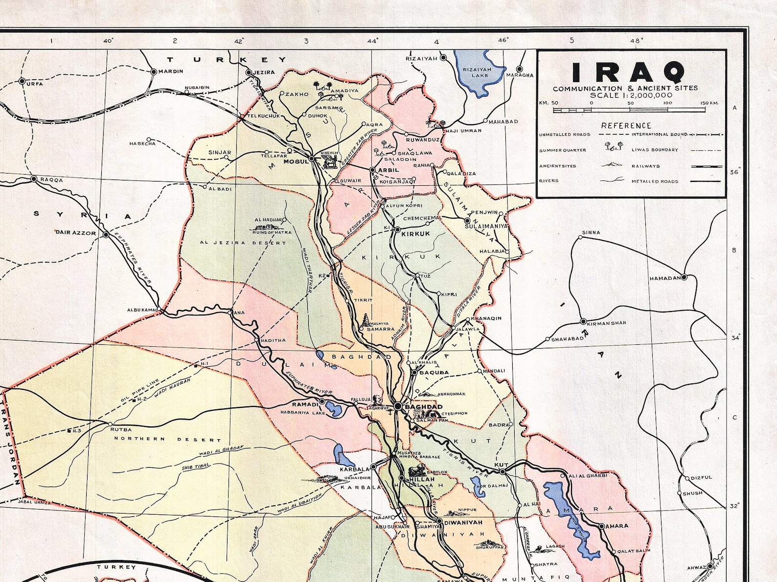 Historical Sites Iraq Map Old Map of Iraq Iraq Wall Art - Etsy